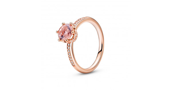 Inel Coroana O Pandora Placare Aur Roz 14K Cristal Roz CZ PANDORA