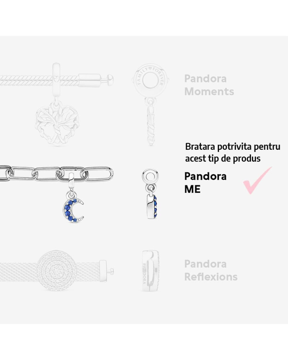 Veriga de Stil Pandora ME Power Placare Aur Roz 14K Email Mov PANDORA