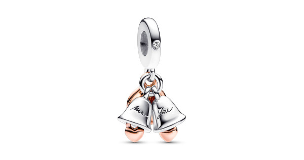Talisman Pandantiv Clopote Nunta Placare Aur Roz 14K Argint 925 CZ PANDORA