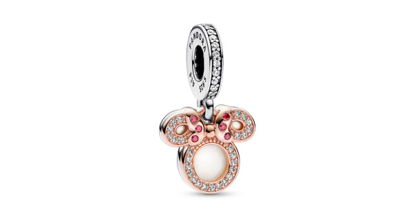 Talisman Pandantiv Minnie Placare Aur Roz 14K Argint 925 CZ Alb si Rosu ...