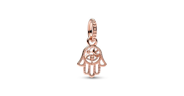 Talisman Pandantiv Hamsa Placare Aur Roz 14K PANDORA