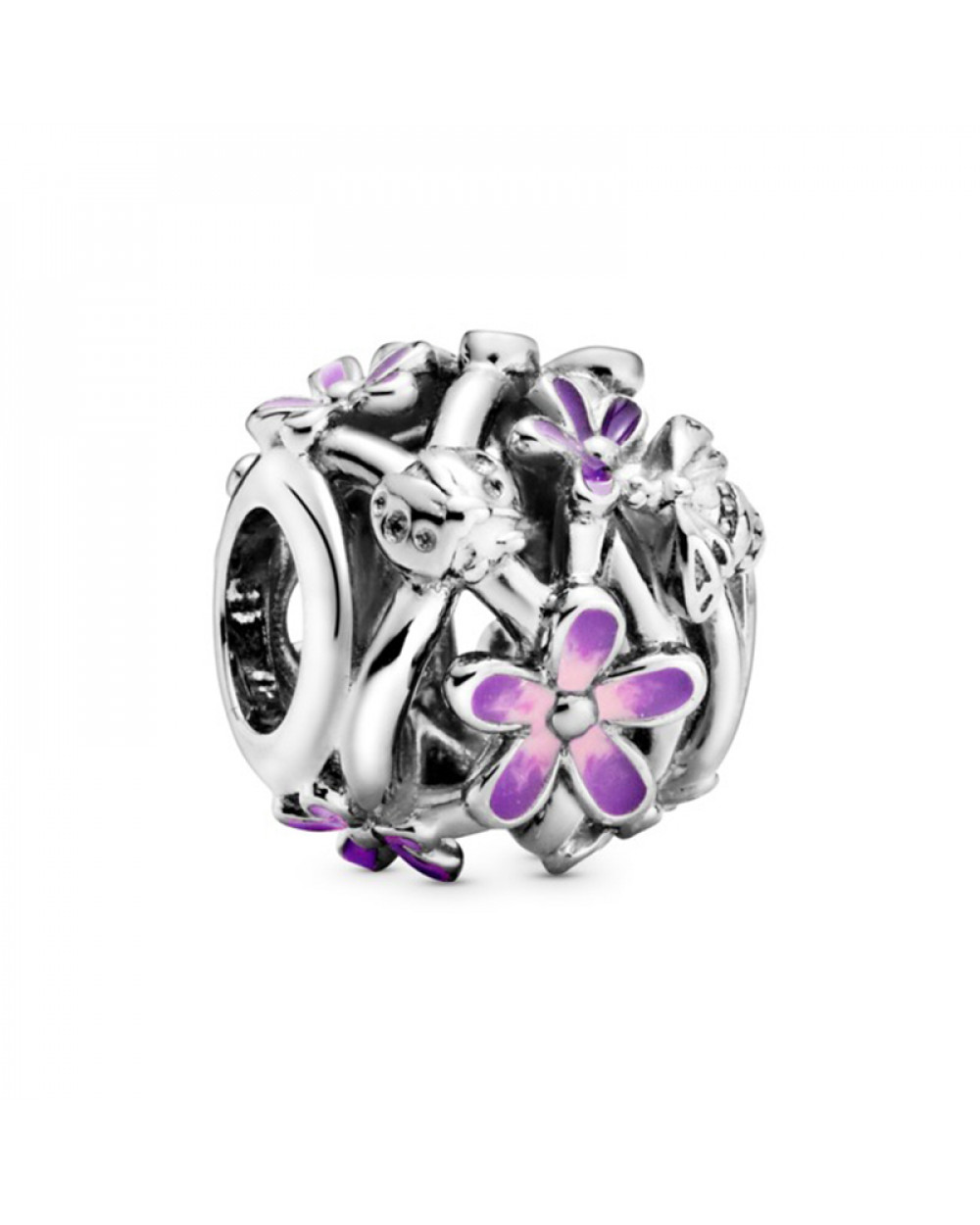 Talisman Margareta Argint 925 Email Violet si Roz CZ PANDORA
