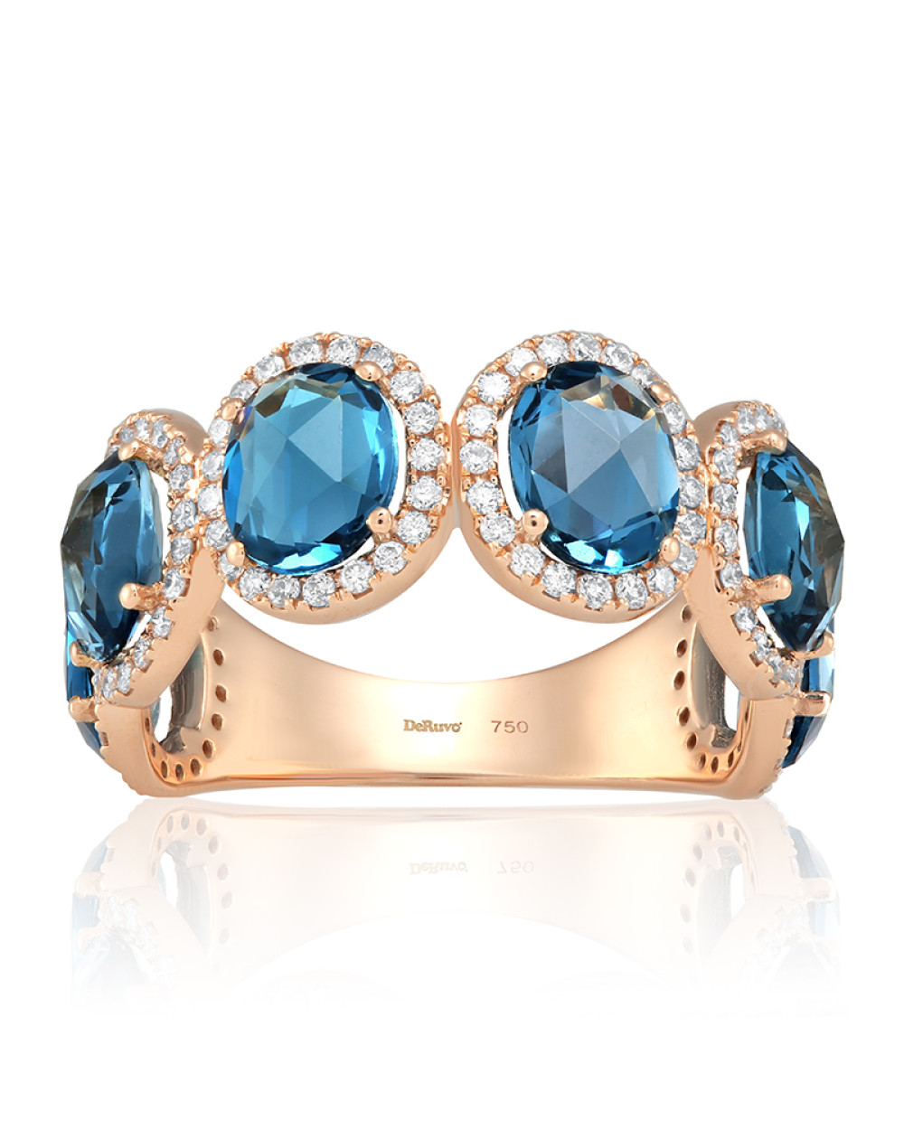 Inel Aur 18k Diamante, London Blue Topaz DERUVO