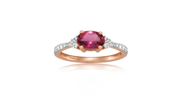 Inel Aur 18k Turmalina Roz, Safire Albe DERUVO